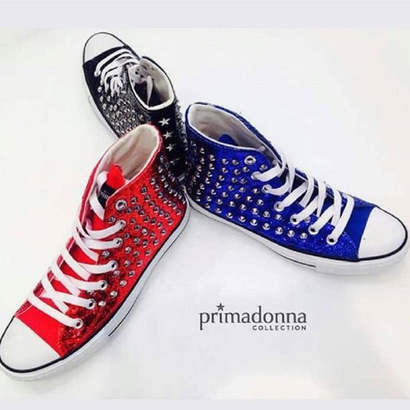 Shoes | Italian Studded Red Sequins Sneakers | Poshmark